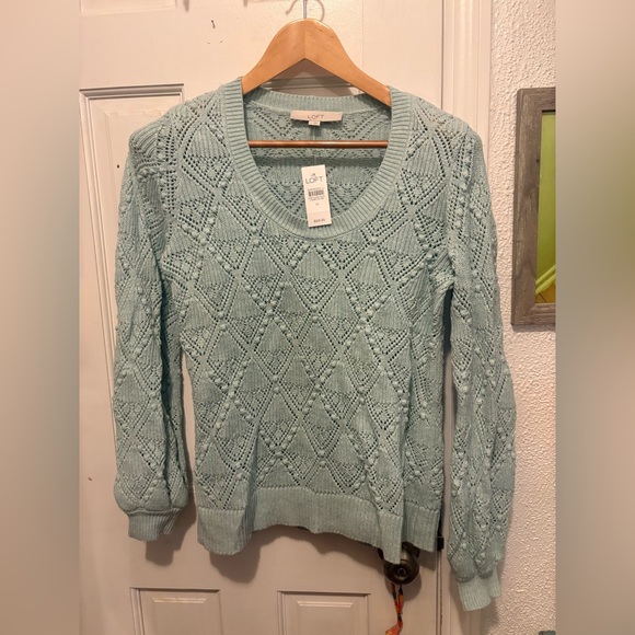 LOFT | Sweaters | Loft Textured Knit Sweater In Soft Blue | Poshmark